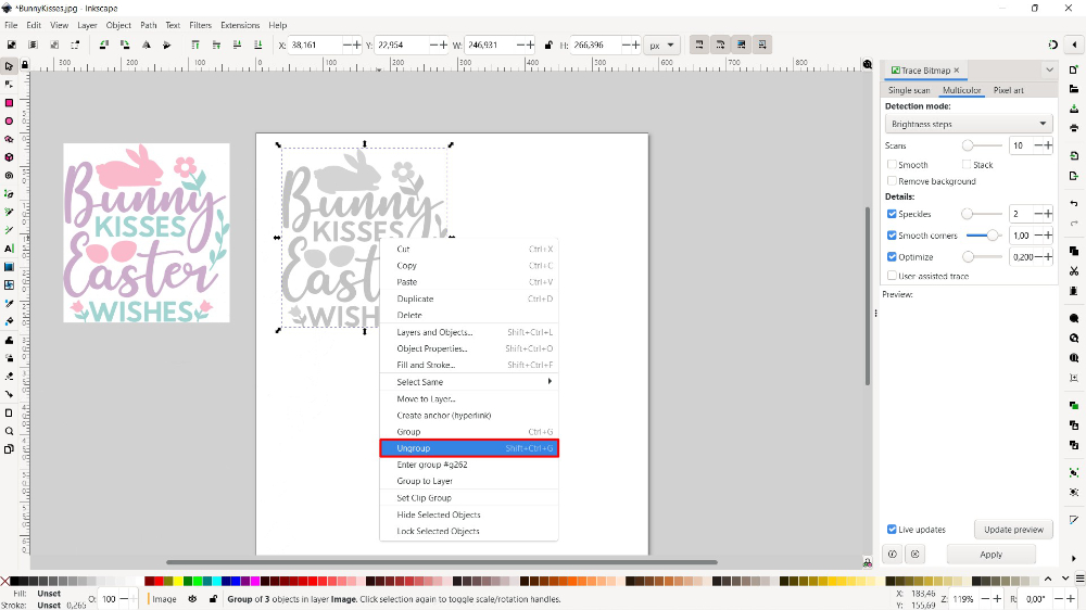  How To Trace In Inkscape Using Multicolor Design School